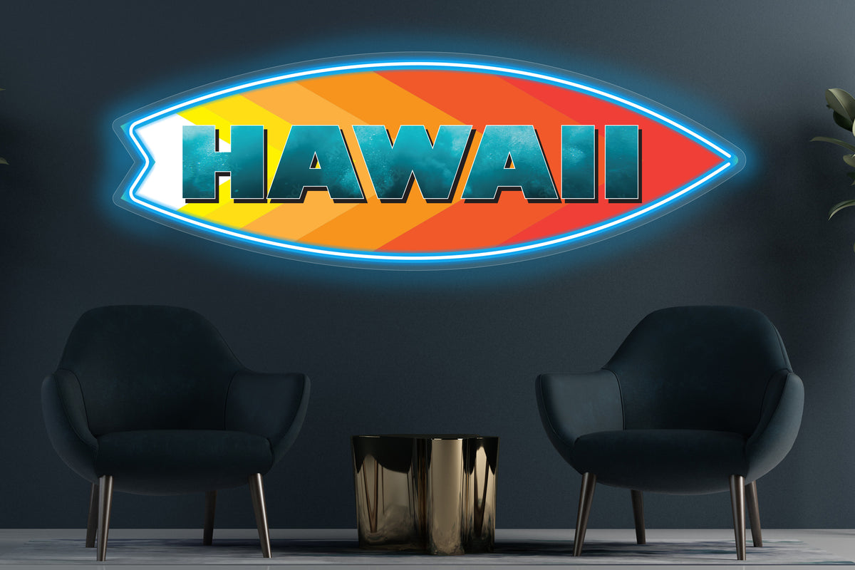 State of Hawaii Surf Board Neon Sign | Johnny's LED Factory