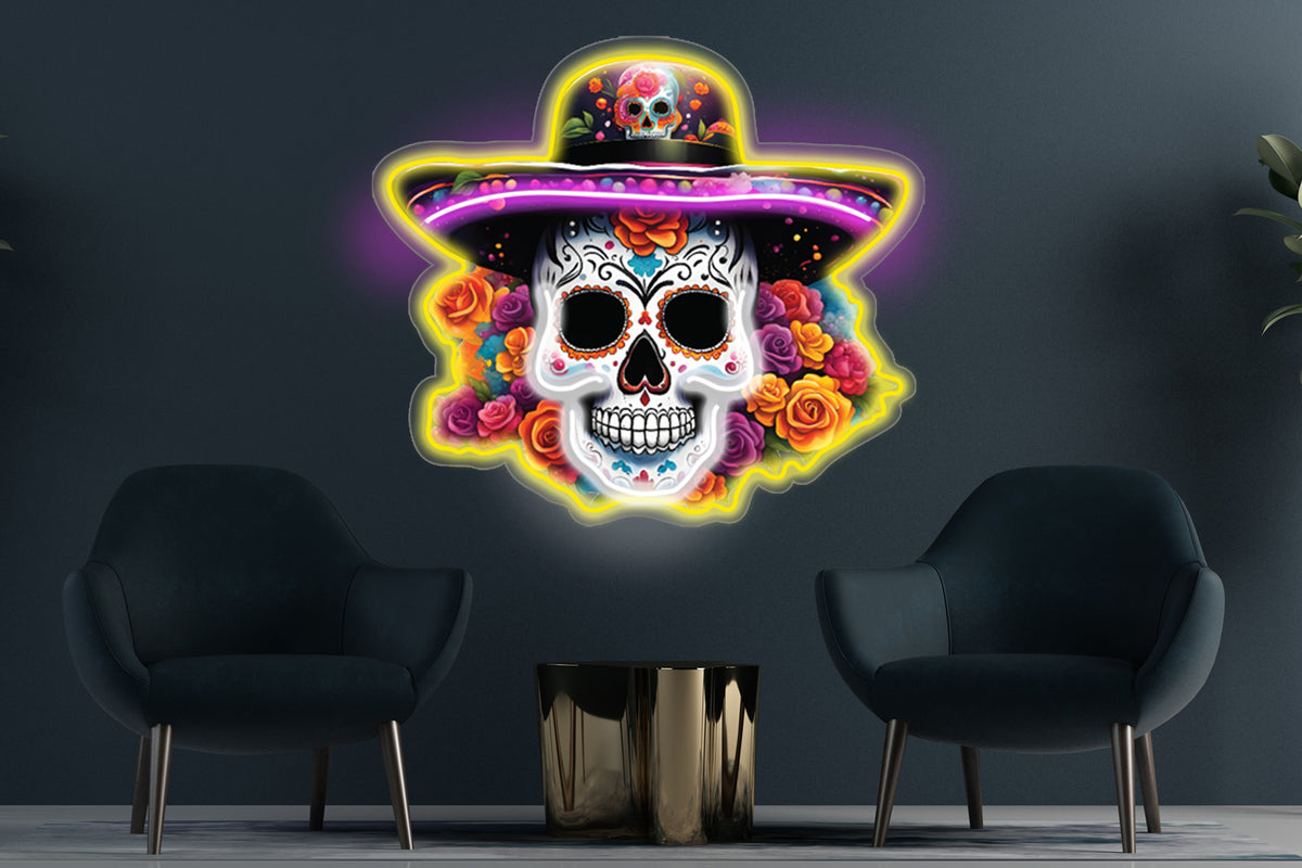 Sugar Skull Neon Sign - Lively & Colorful Decor | Johnny's LED Factory